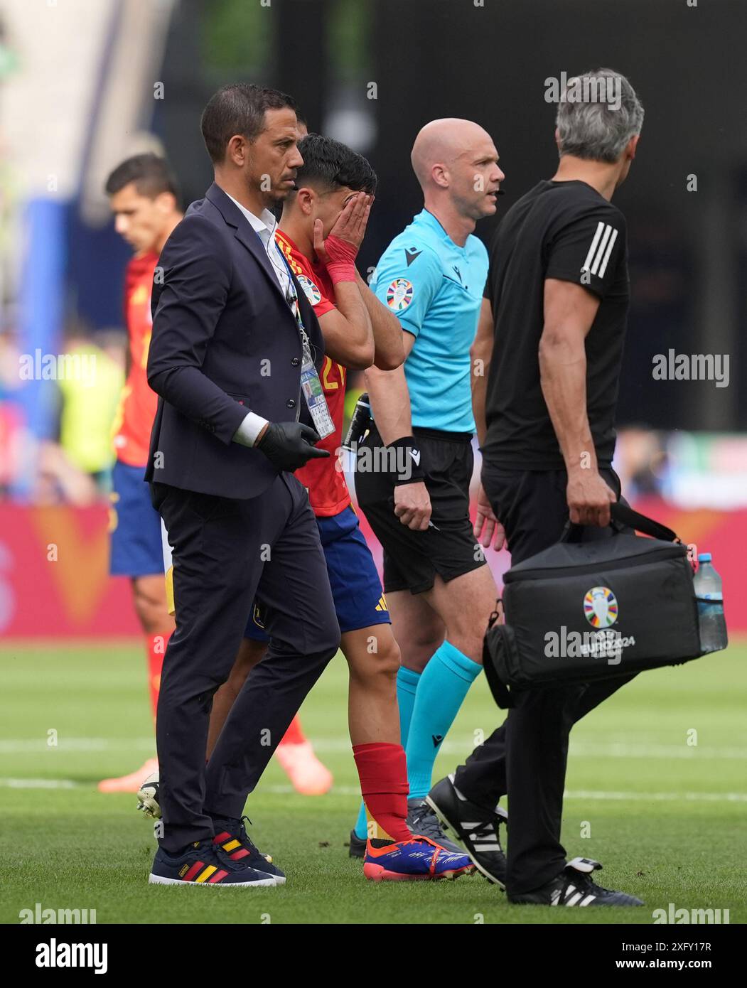 Spain's Pedri leaves the game with an injury during the UEFA Euro 2024 ...