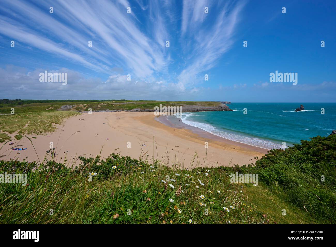 Beach, sand, landscape, sky, clouds, morning, summer, Broad Haven South ...