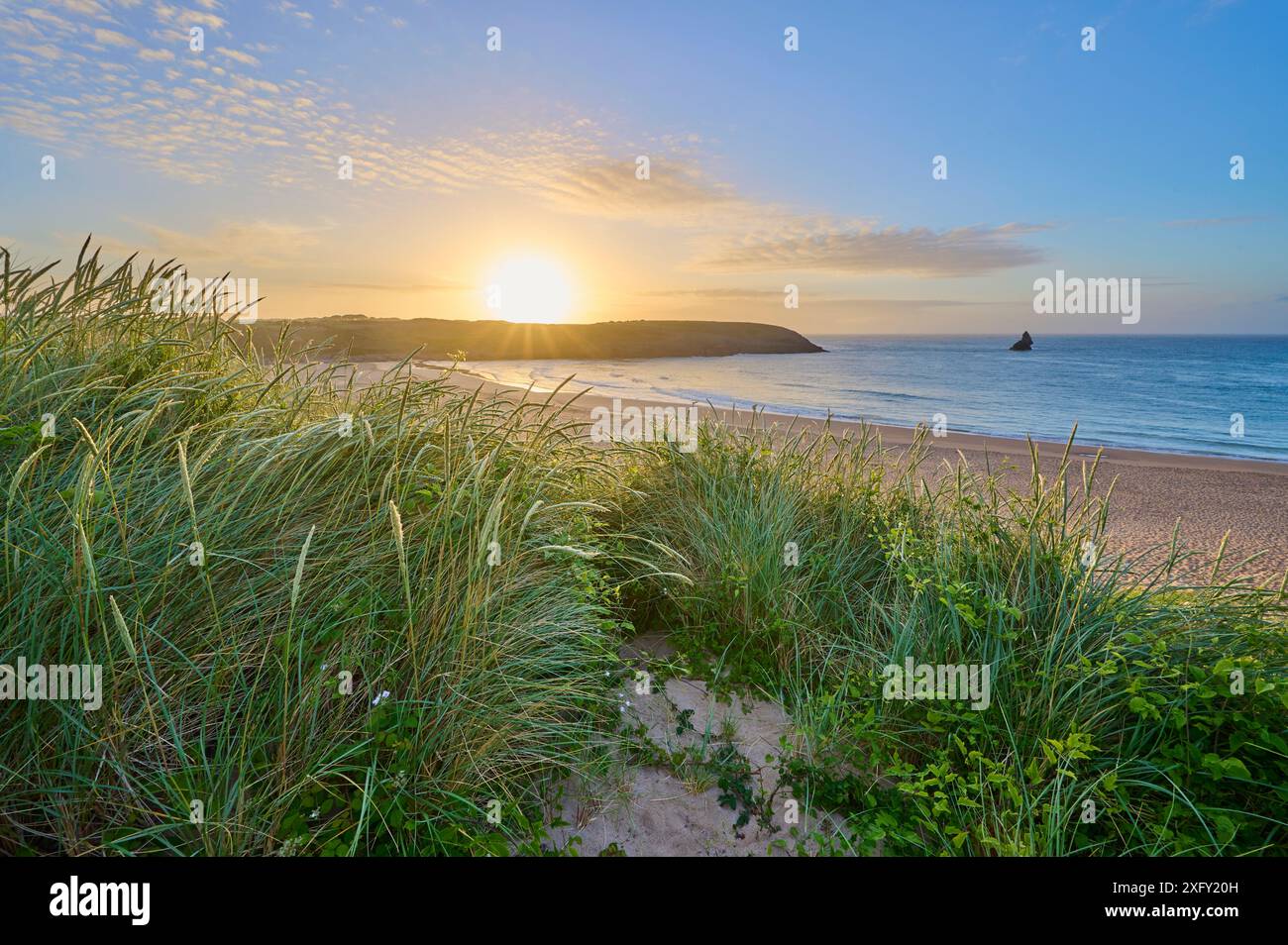 Beach, sand, dune, landscape, sky, clouds, sunrise, summer, Broad Haven ...
