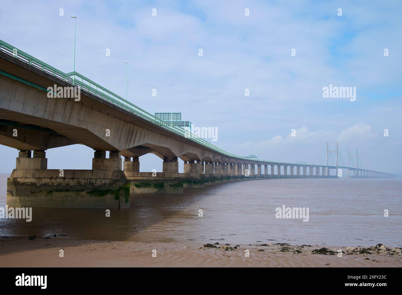 Bridge, riverside, sky, summer, M4 highway, Princ of Wales Bridge ...