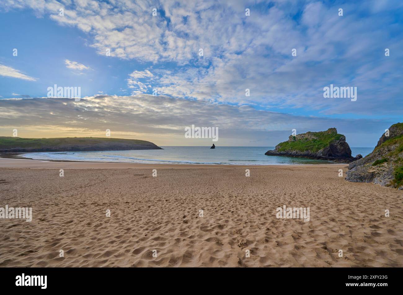 Beach, sand, landscape, sky, clouds, sunrise, summer, Broad Haven South ...