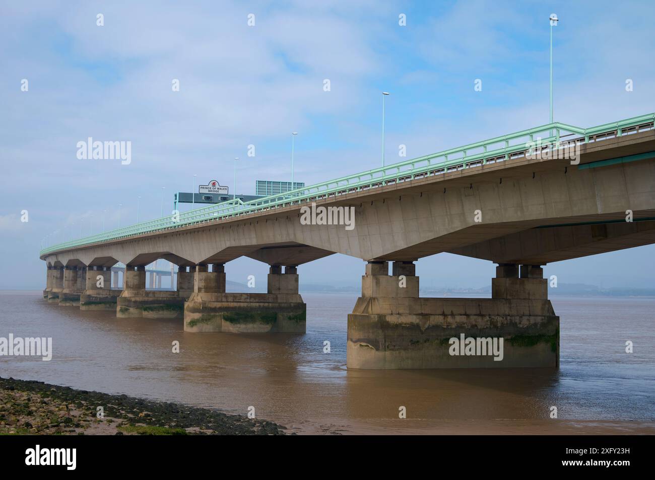 Bridge, riverside, sky, summer, M4 highway, Princ of Wales Bridge ...