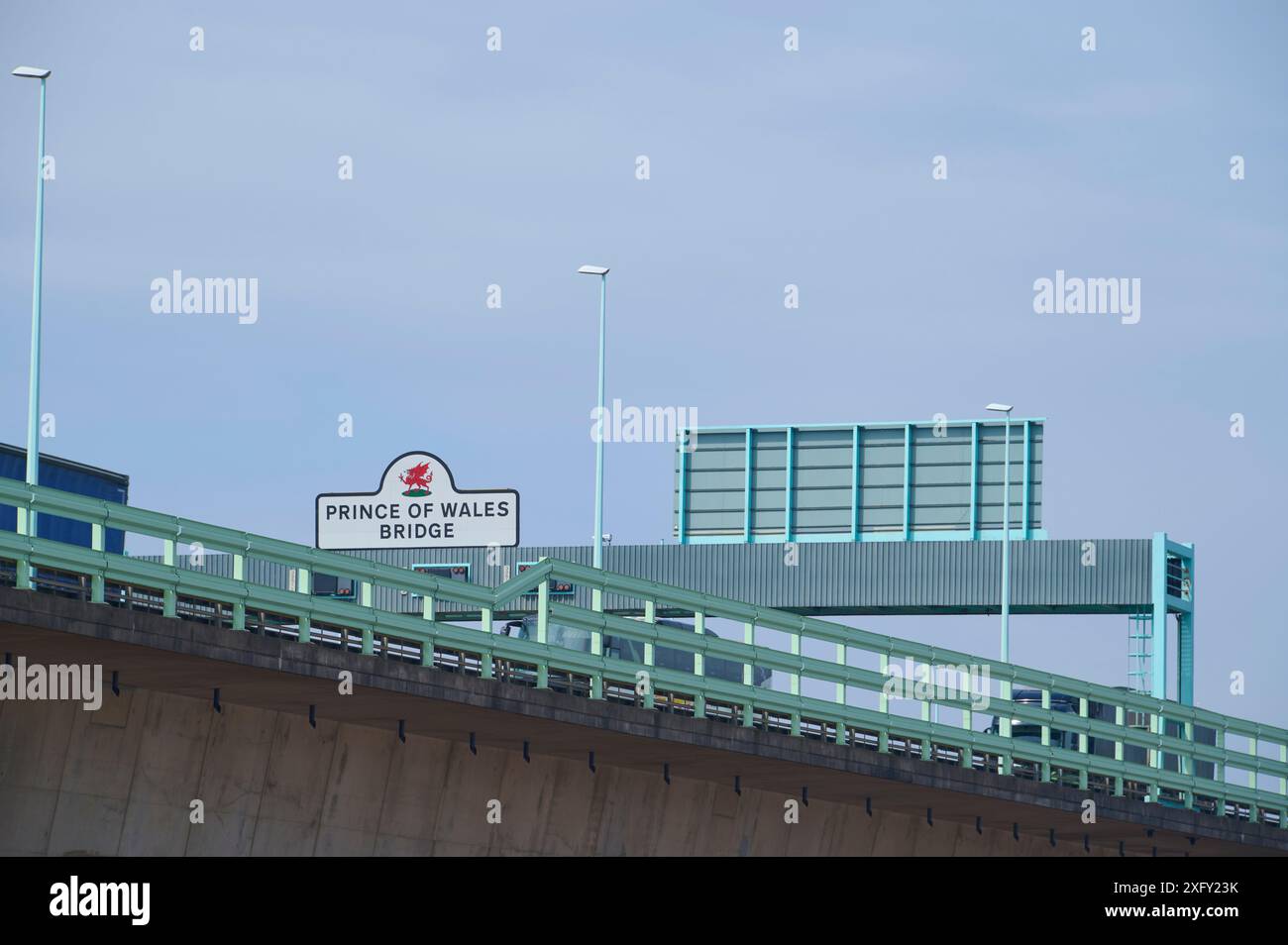 Bridge, riverside, sky, summer, M4 highway, Princ of Wales Bridge ...