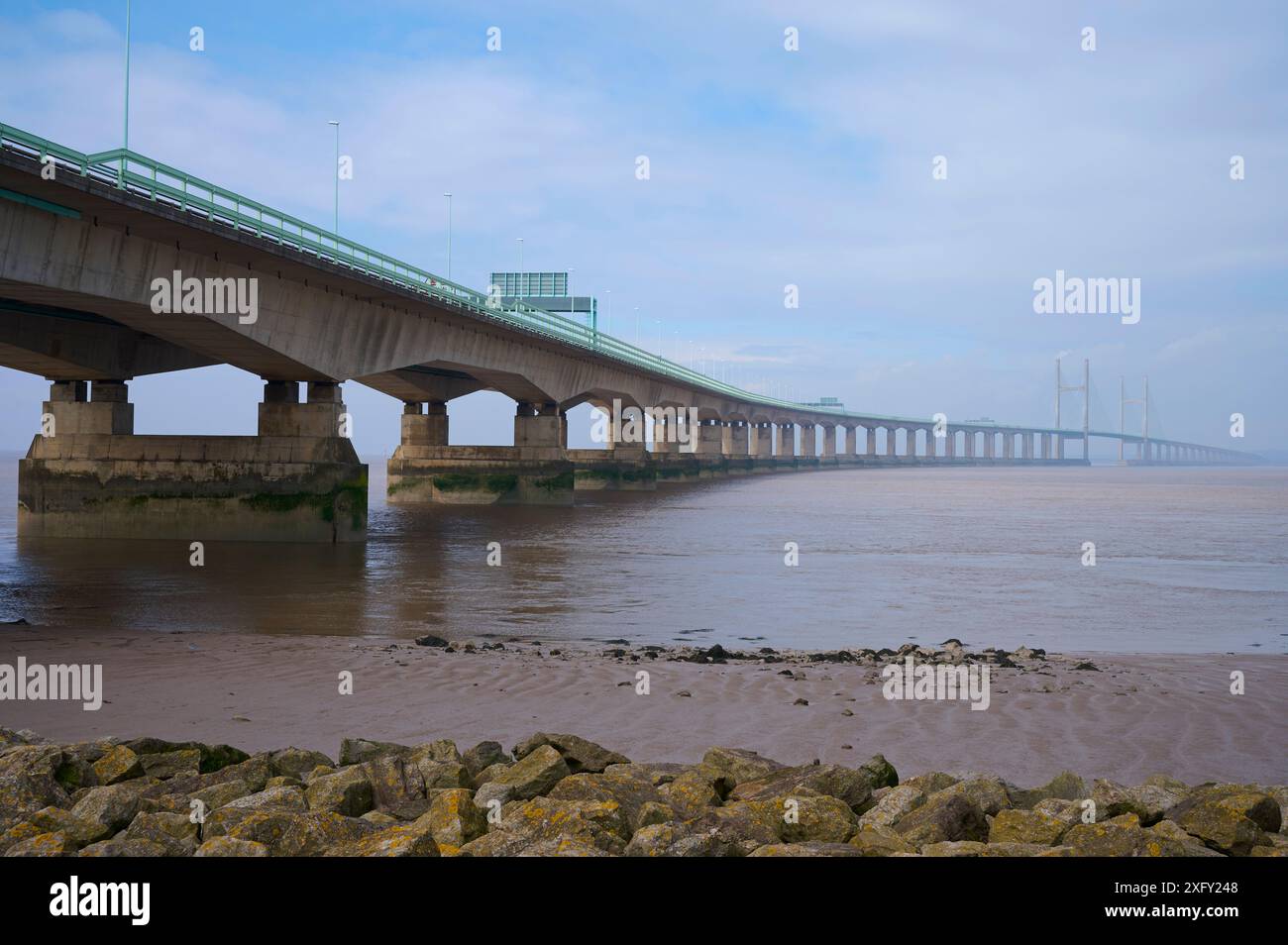 The M4 highway Princ of Wales Bridge over the River Severn between ...