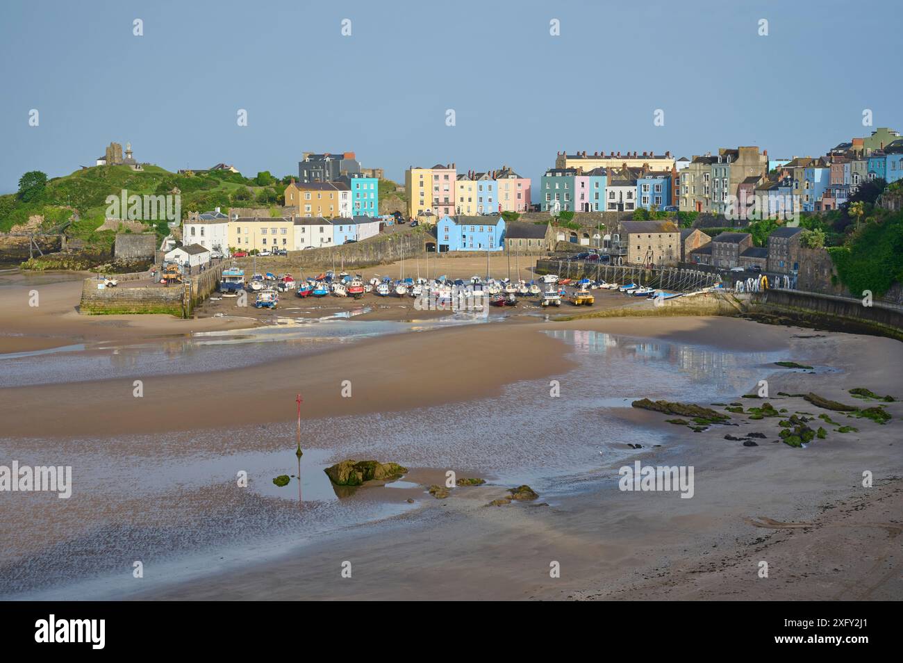 Beach, harbor, sea, sky, clouds, summer, Tenby, South Pembrokeshire ...