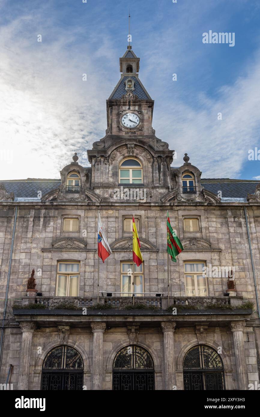 Torrelavega Town Hall, three-storey ashlar block framed by baroque ...