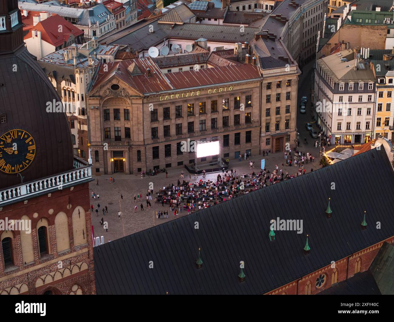 Aerial View of Crowd at Latvian National Opera and Ballet in Riga ...