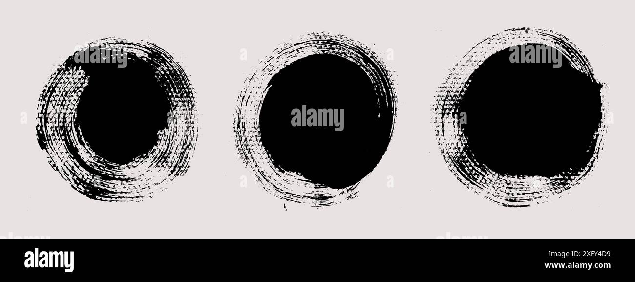 Brush strokes vector. Set of round text boxes Stock Vector Image & Art ...
