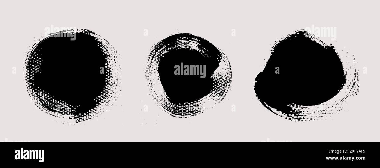 Brush strokes vector. Set of round text boxes Stock Vector Image & Art ...