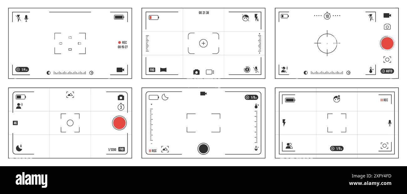 Camera viewfinder ui. Photo and video recording screen interface of ...
