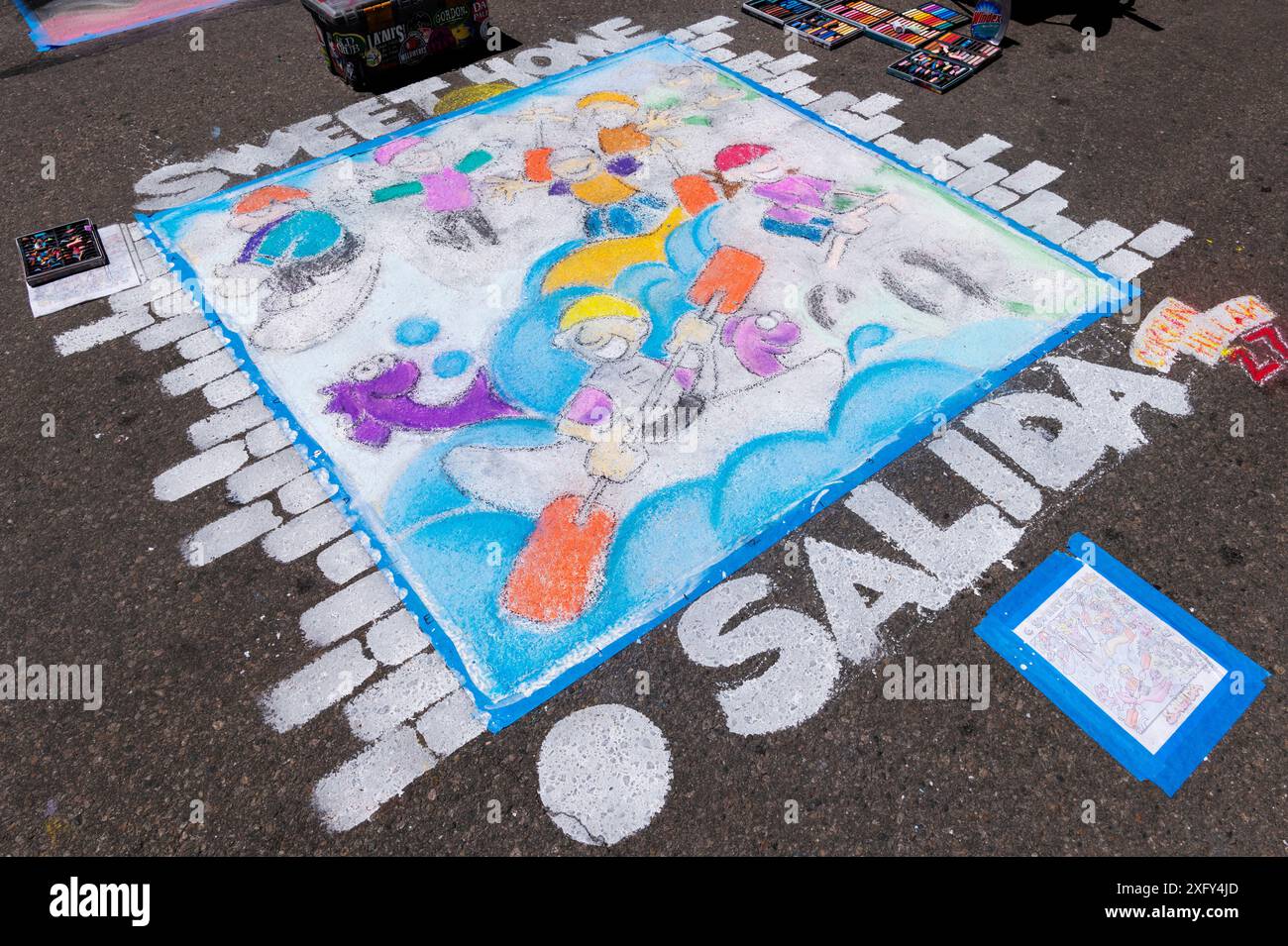 Sidewalk chalk art; Salida; Colorado; USA Stock Photo - Alamy