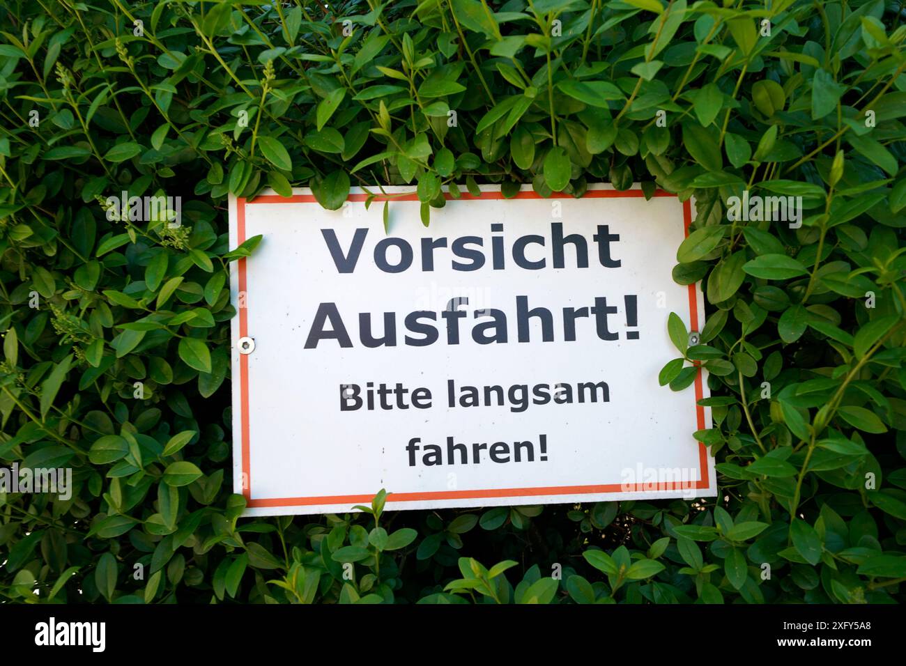 Germany, Bavaria, Upper Bavaria, Residential area, Sign, Caution exit ...