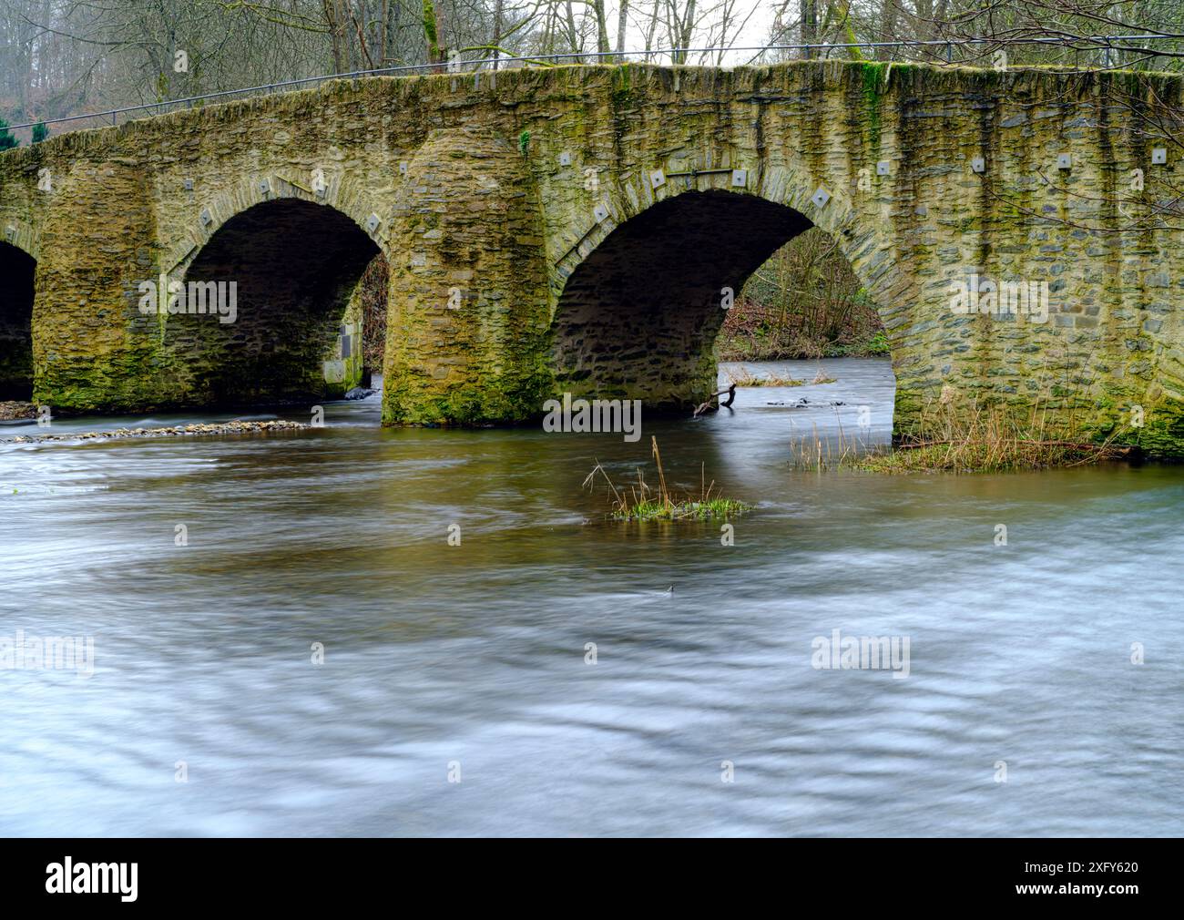 Old stone arch bridge in the valley of the nister hi-res stock ...