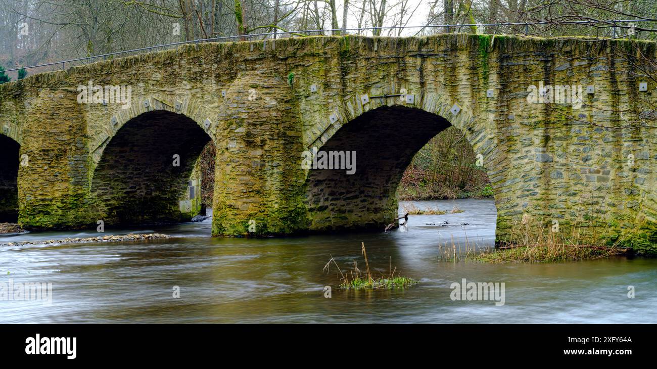 Old stone arch bridge in the valley of the nister hi-res stock ...