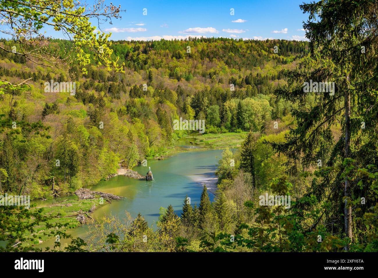 Germany, Bavaria, District of Munich, Baierbrunn, Isar valley with ...