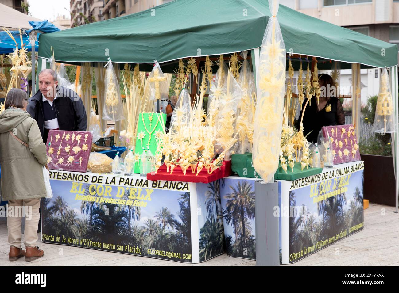 Palm Sunday, arts and crafts, street market, white palms, tradition ...