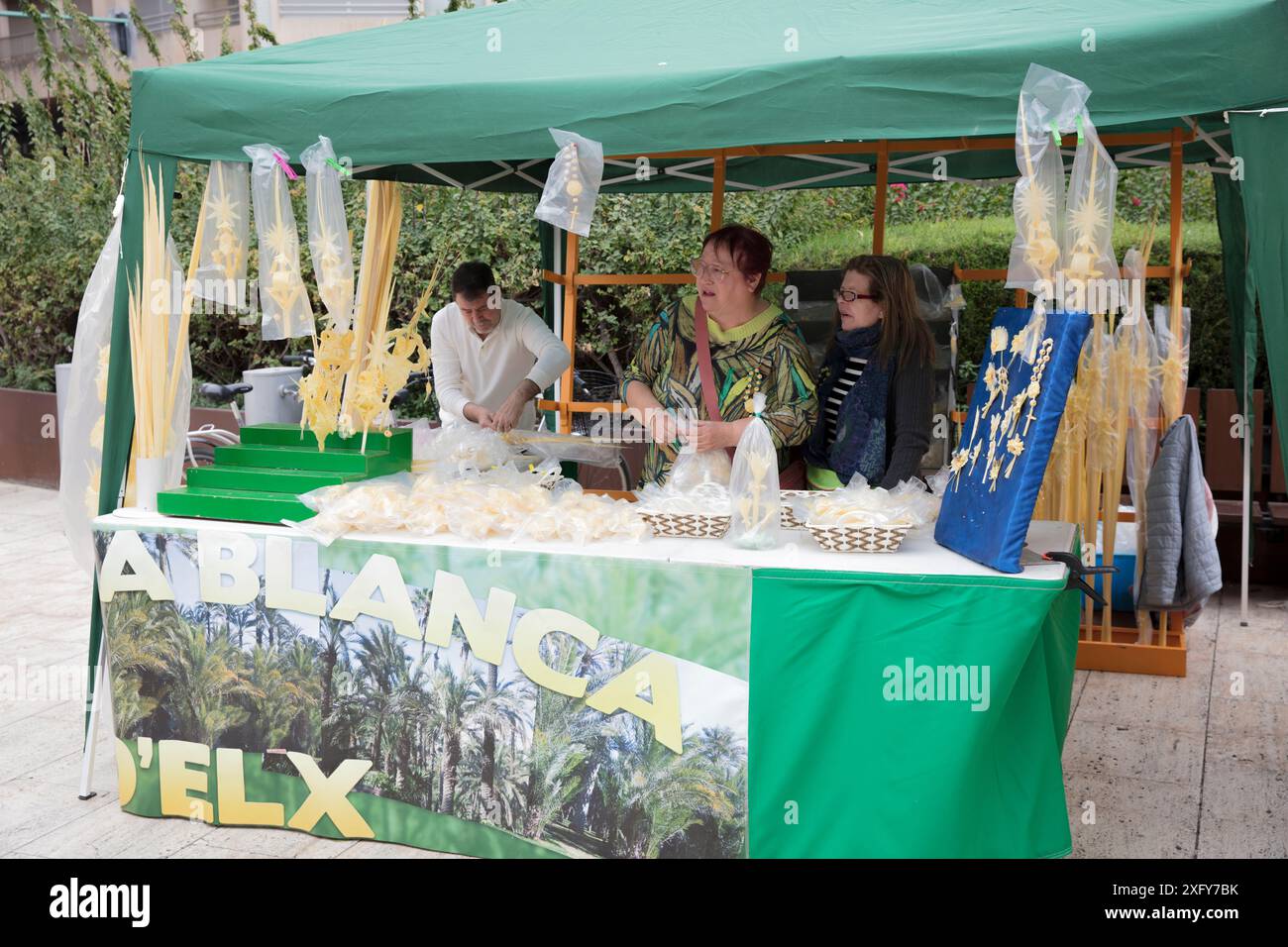 Palm Sunday, arts and crafts, street market, white palms, tradition ...