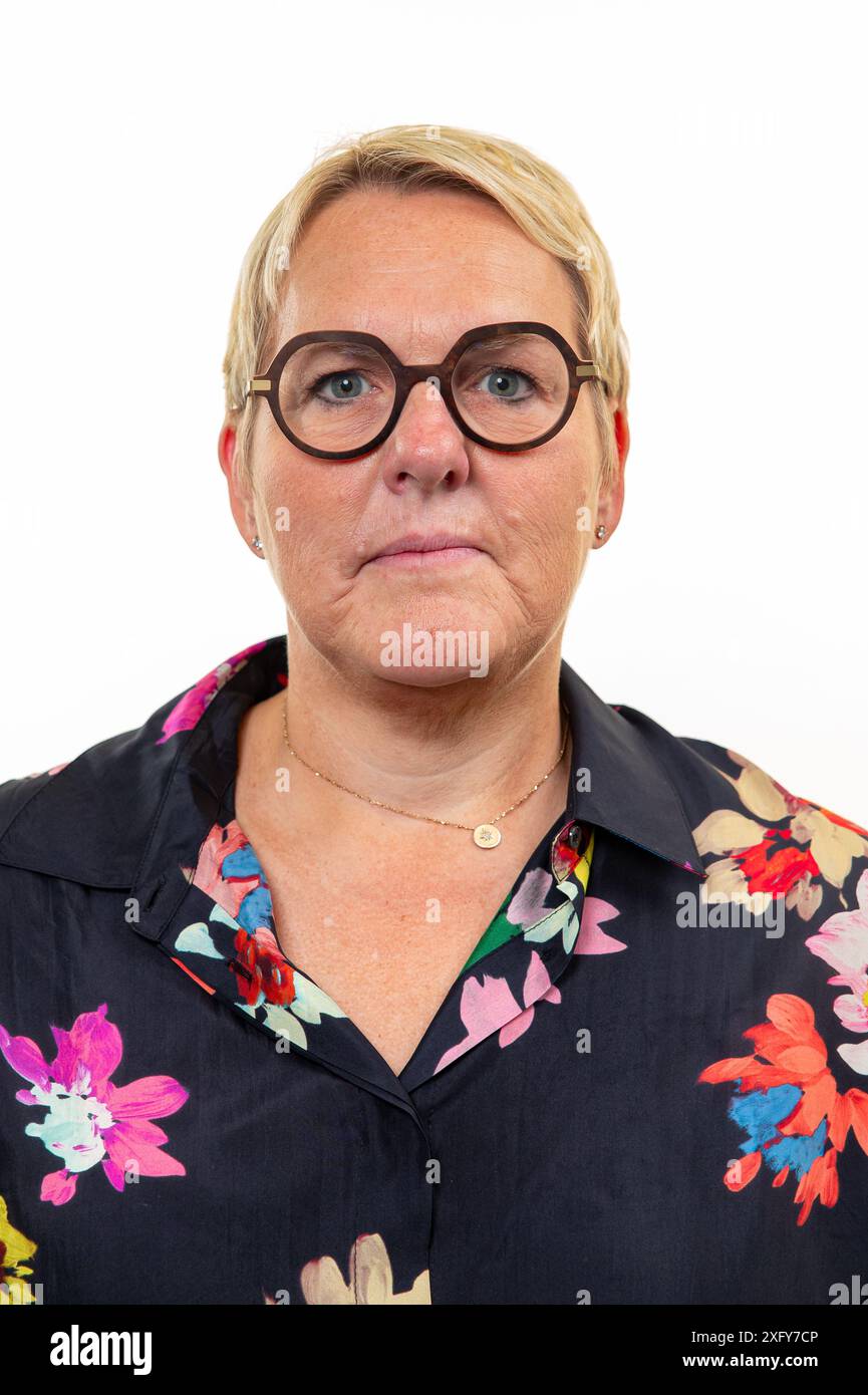 Brussels, Belgium. 04th July, 2024. Les Engages' Isabelle Hansez poses ...