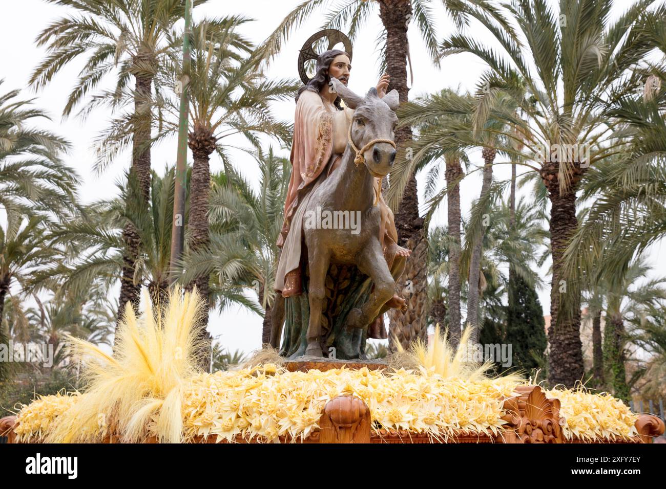 Jesus Christ sitting on a donkey, Jerusalem procession, statue, Palm ...