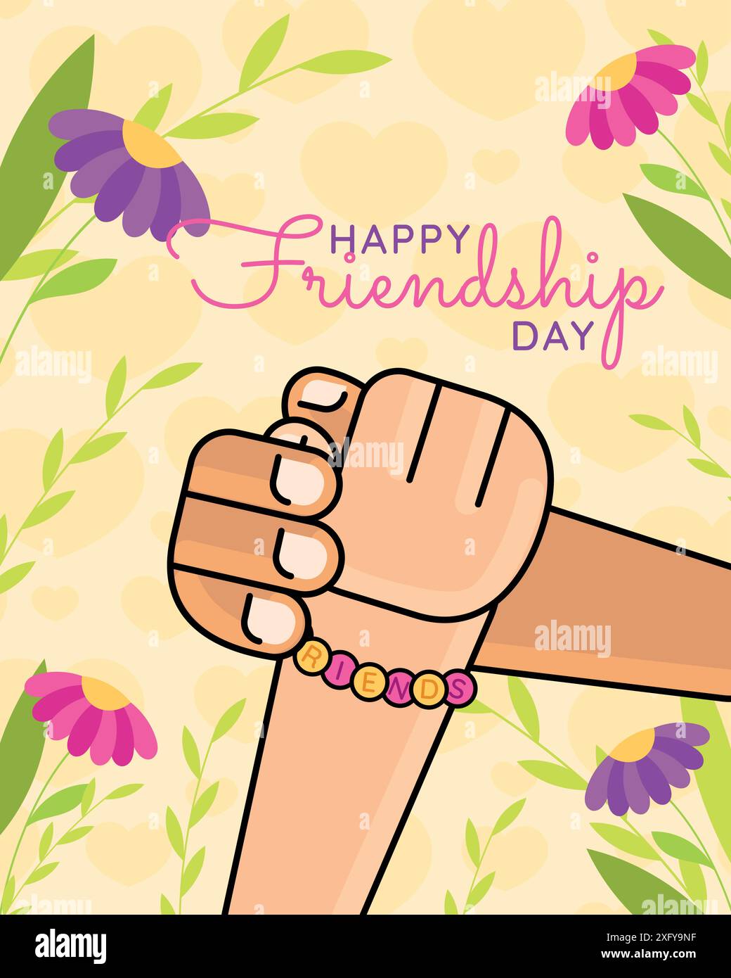 Children handshake Friendship day poster Vector illustration Stock ...