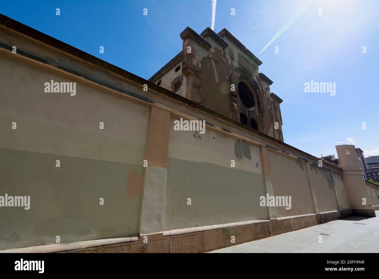 Barcelona, SPAIN - JULY 5, 2024: Model prison exterior wall in ...