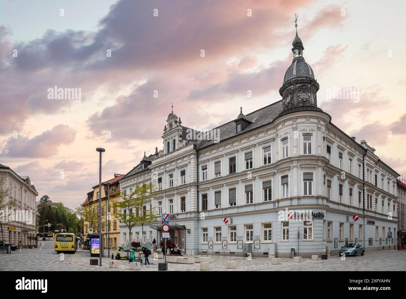 A view of the historic buildings in the Hans Gasser Platz in Villach ...