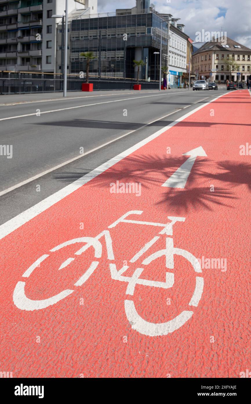 Road markings on a cycle path in Villach, Carinthia, Austria Stock ...