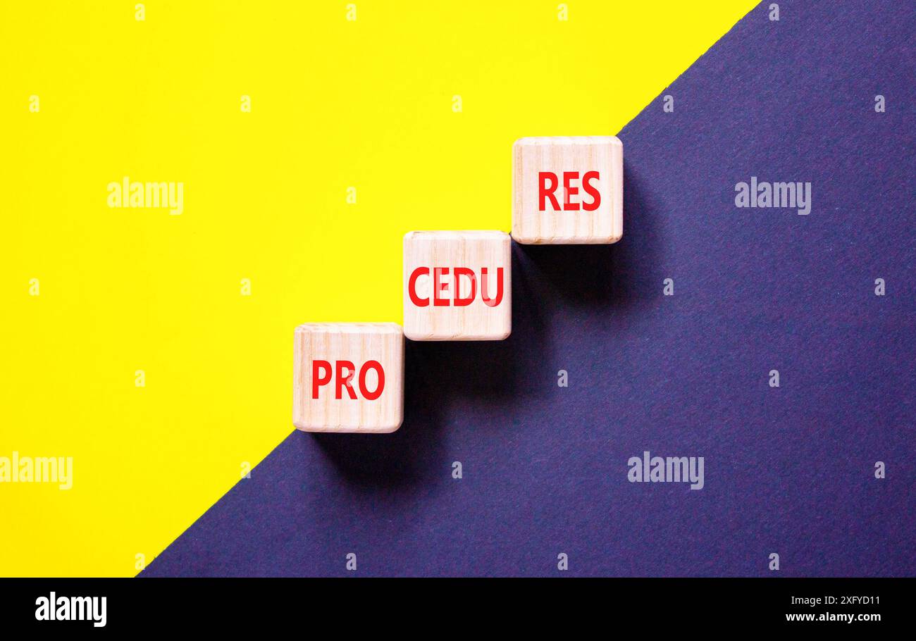 Procedures symbol. Concept word Procedures on beautiful wooden blocks ...