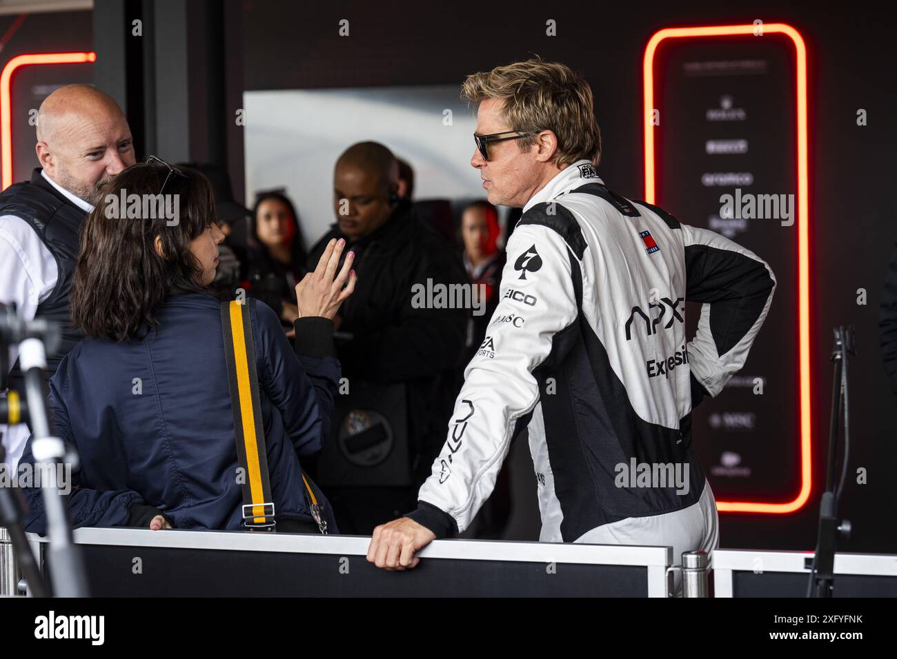 Silverstone, UK. July 5, 2024. Brad Pitt (USA) Actor on "APX GP" Suite ...