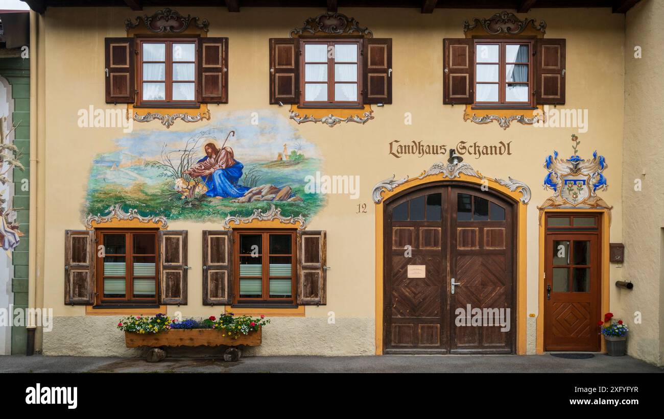 Germany, Bavaria, Mittenwald, in the historic old town many buildings ...