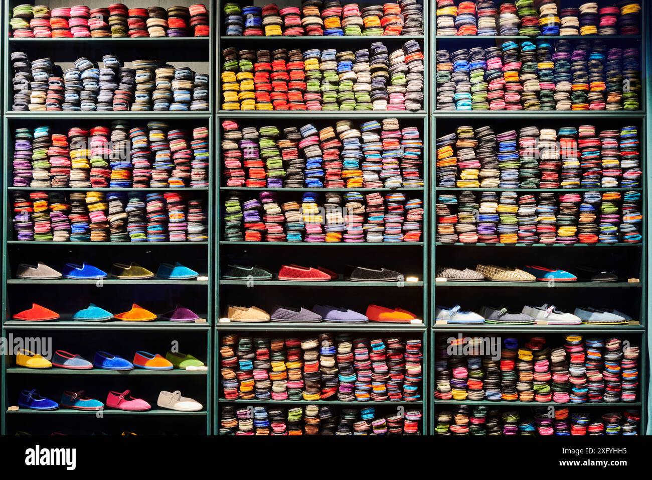 Store, colorful slippers Stock Photo - Alamy