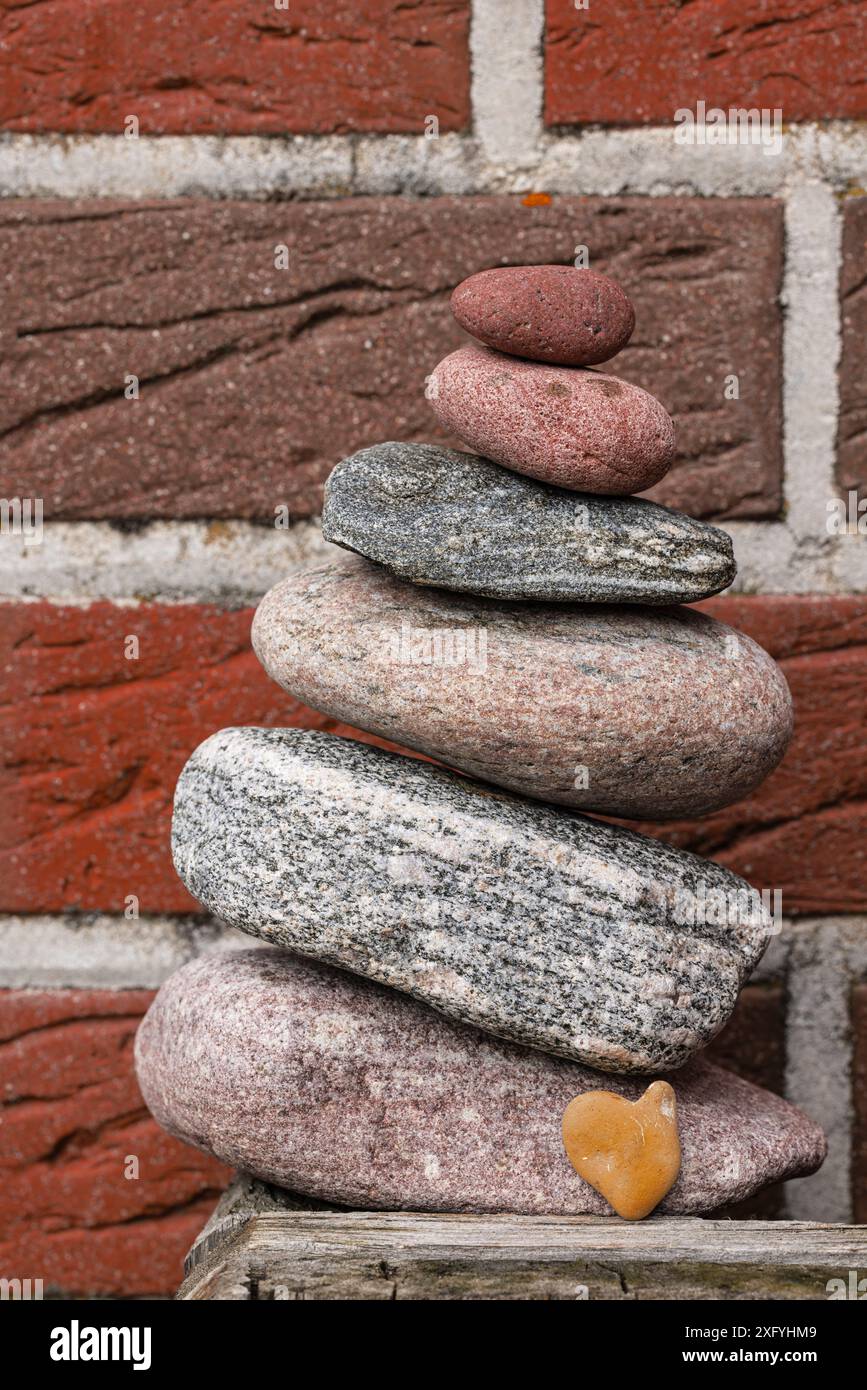 Decoratively arranged with flotsam and jetsam and stacked stones hi-res ...