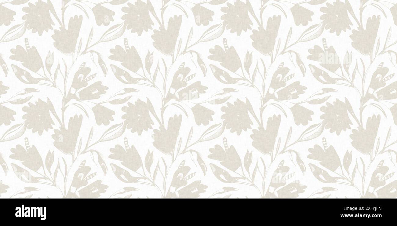 Seamless french gender neutral floral linen printed fabric border ...