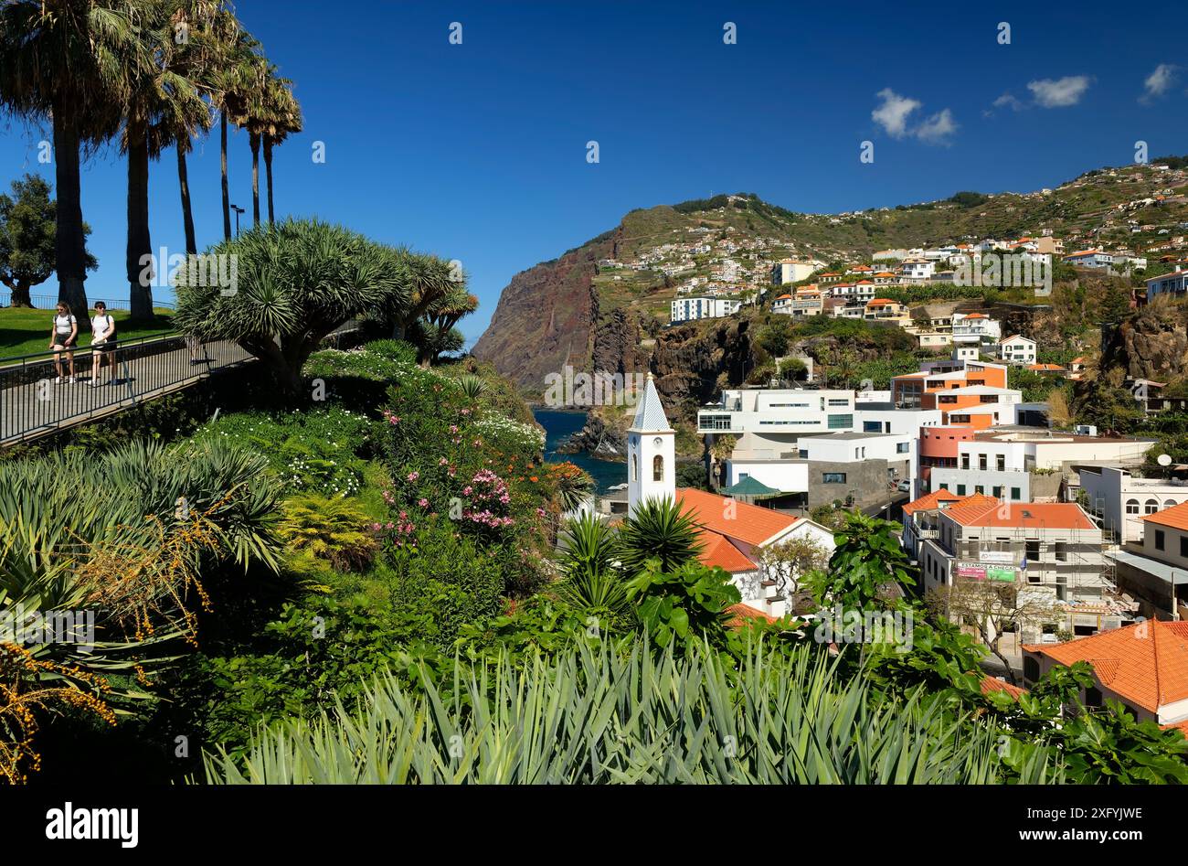 View of Camara de Lobos with Cabo Girao cliffs, Ilha de Madeira ...