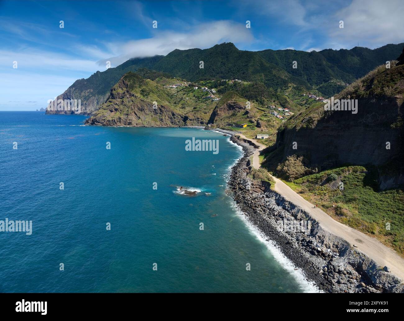 View of the coastal landscape of Porta da Cruz, Ilha de Madeira ...