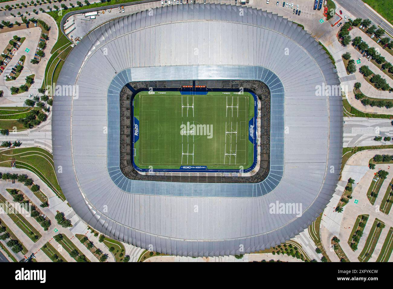 Aerial view of BBVA stadium, home of the Monterrey Soccer Club ...