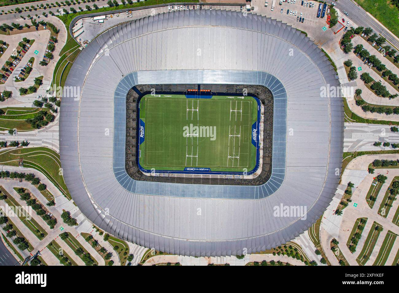 Aerial view of BBVA stadium, home of the Monterrey Soccer Club ...