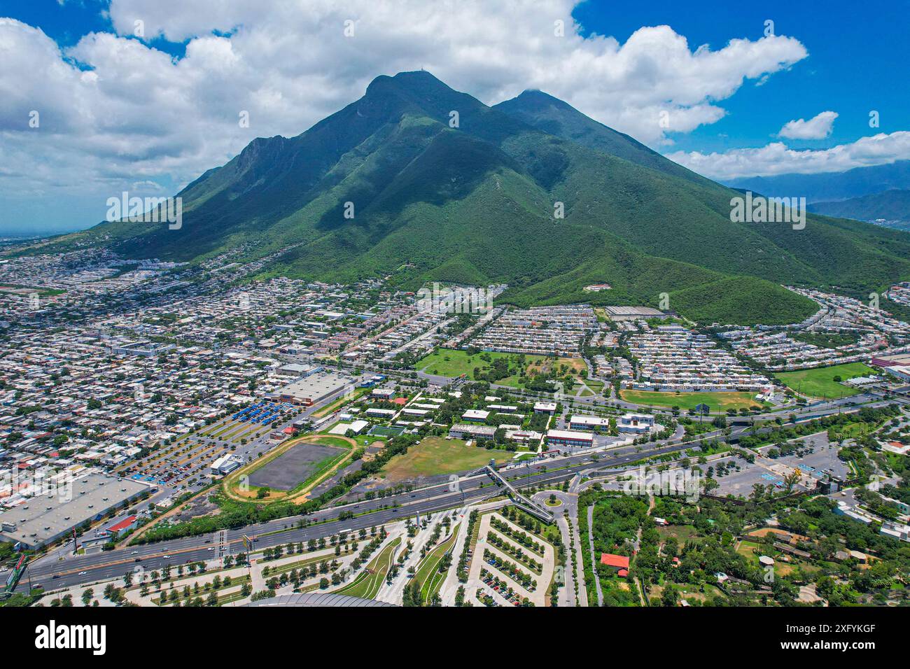 Aerial view of BBVA stadium, home of the Monterrey Soccer Club ...