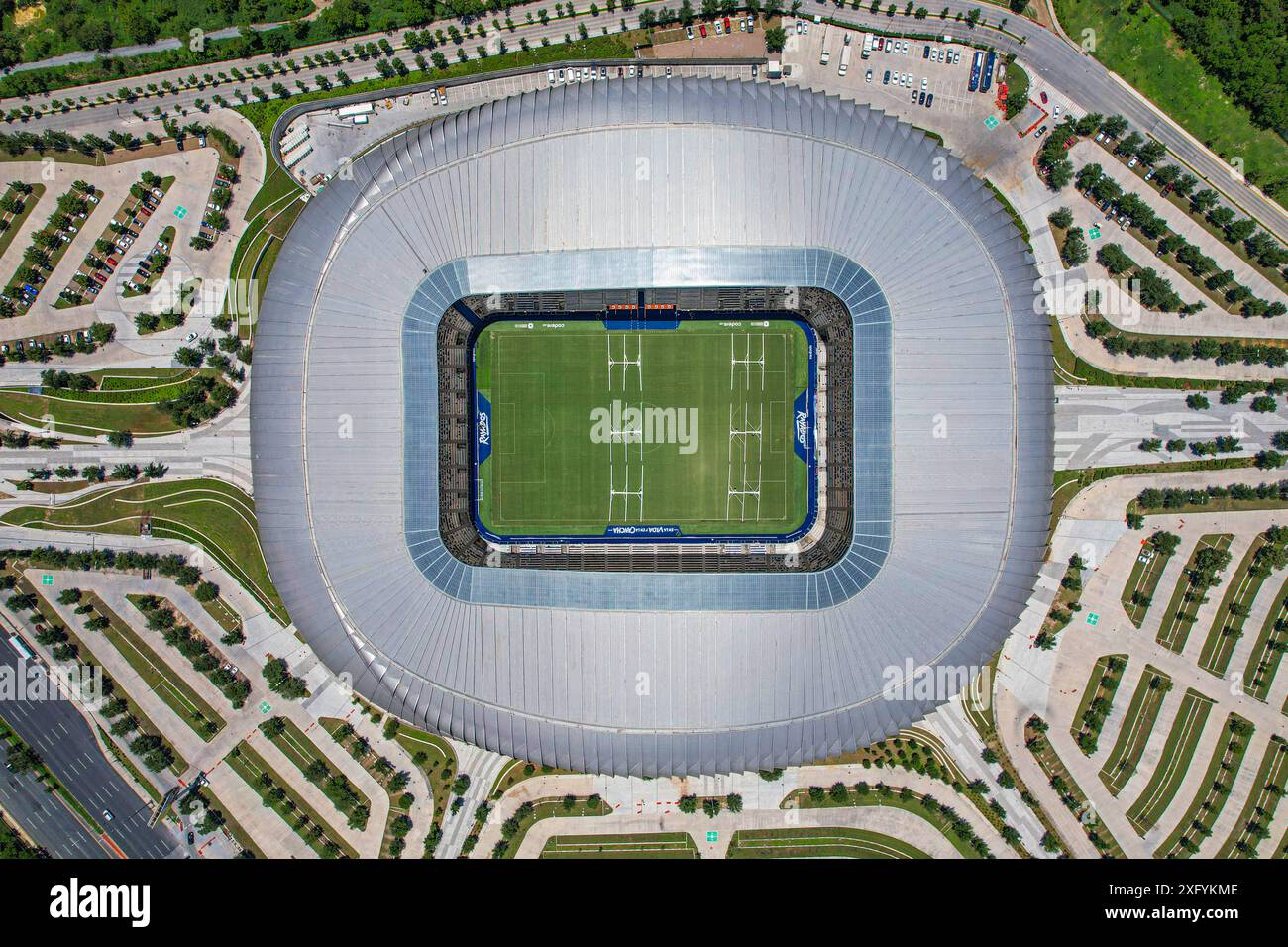 Aerial view of BBVA stadium, home of the Monterrey Soccer Club ...