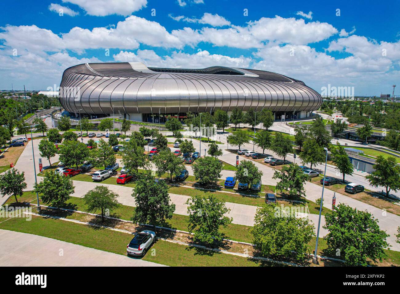 Aerial view of BBVA stadium, home of the Monterrey Soccer Club ...