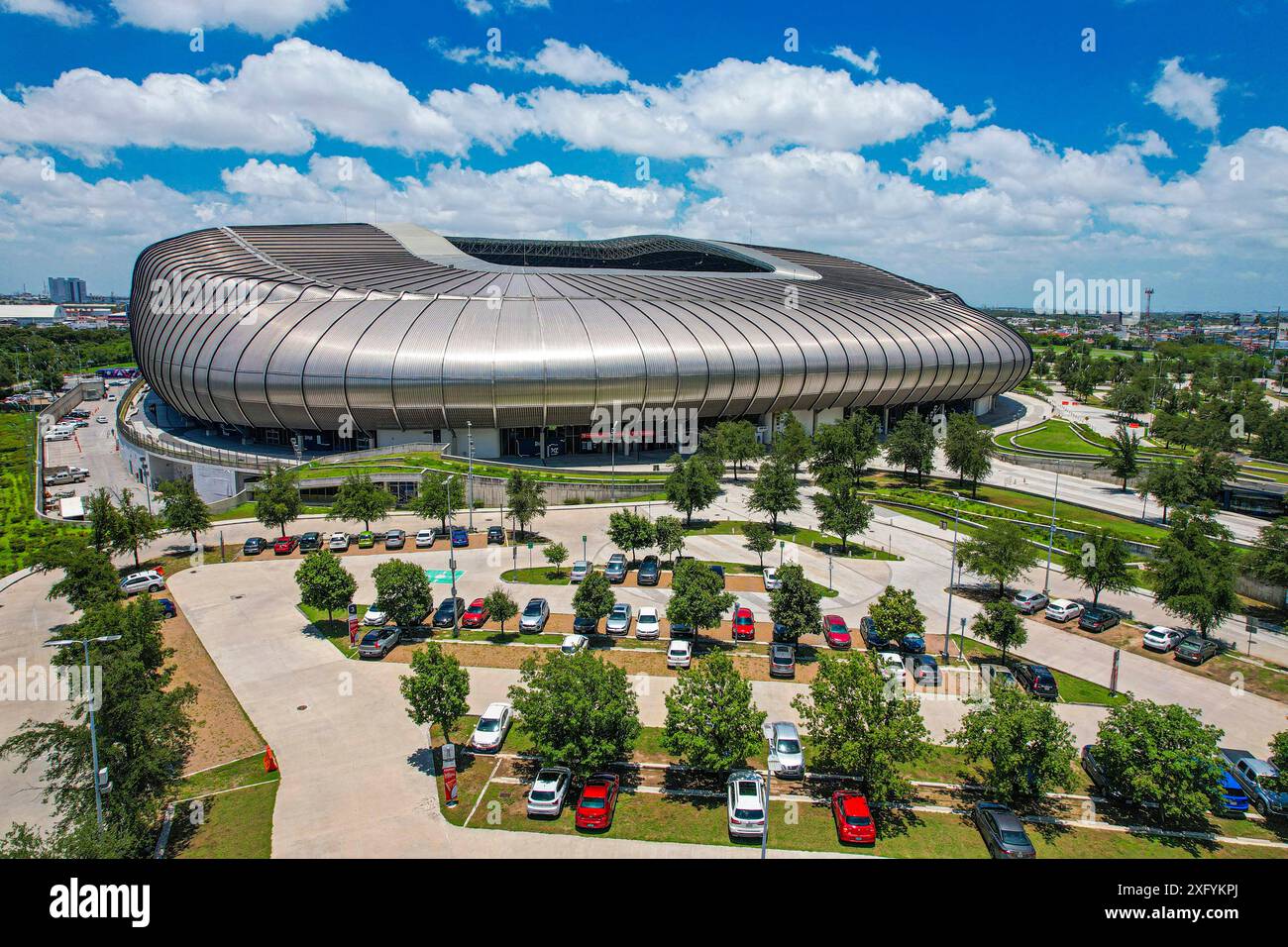 Aerial view of BBVA stadium, home of the Monterrey Soccer Club ...