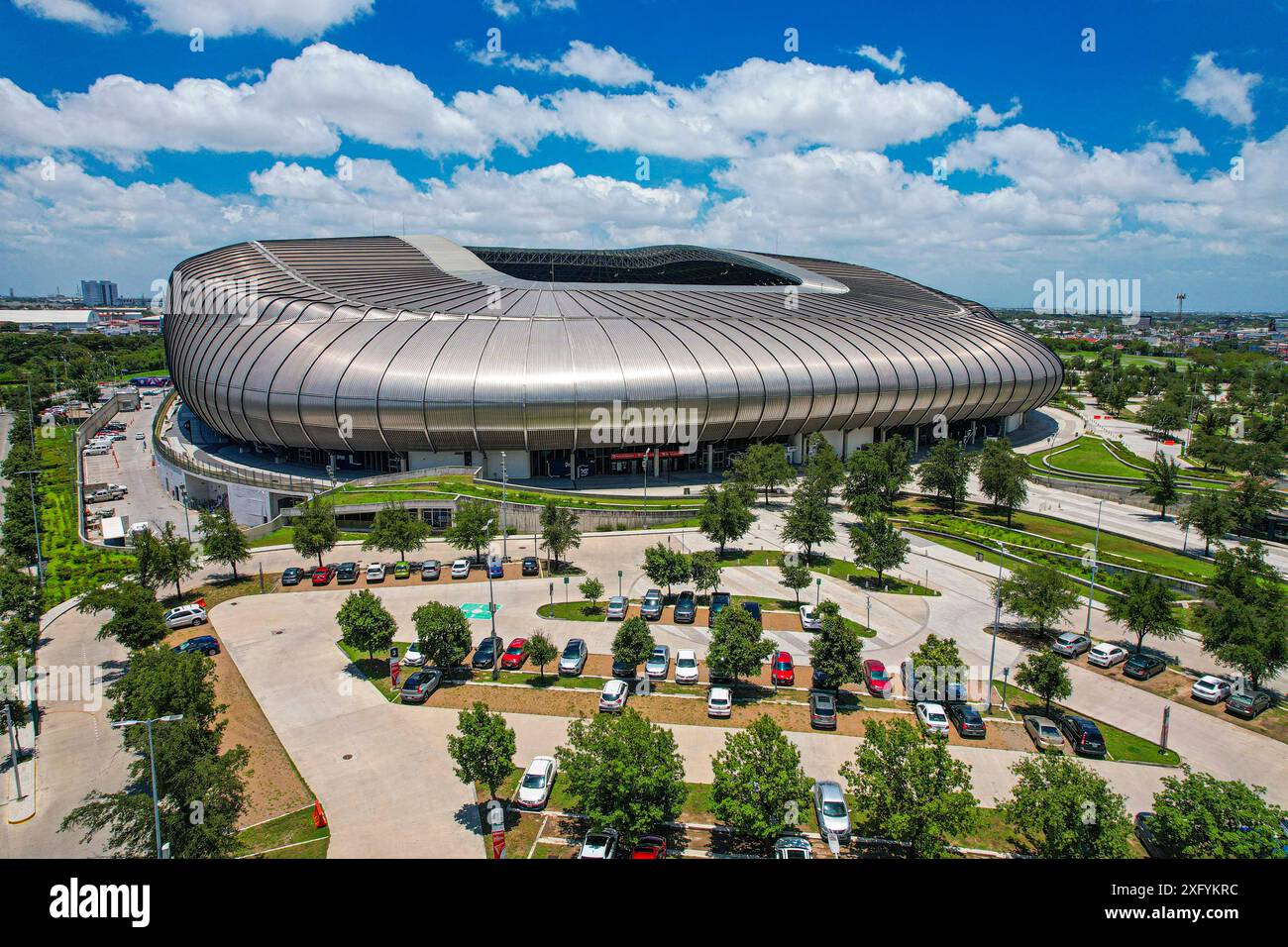 Aerial view of BBVA stadium, home of the Monterrey Soccer Club ...