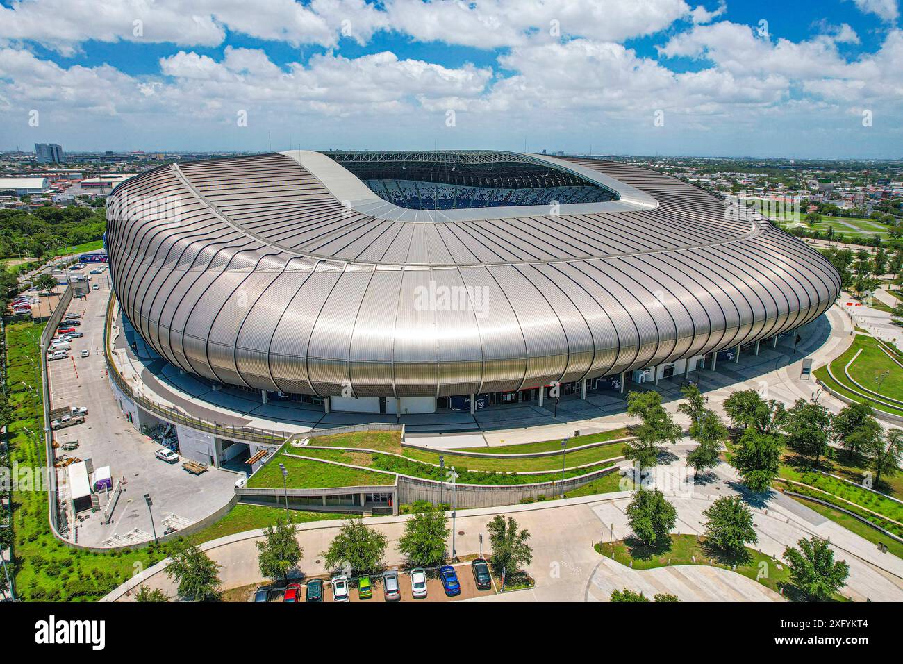 Aerial view of BBVA stadium, home of the Monterrey Soccer Club ...