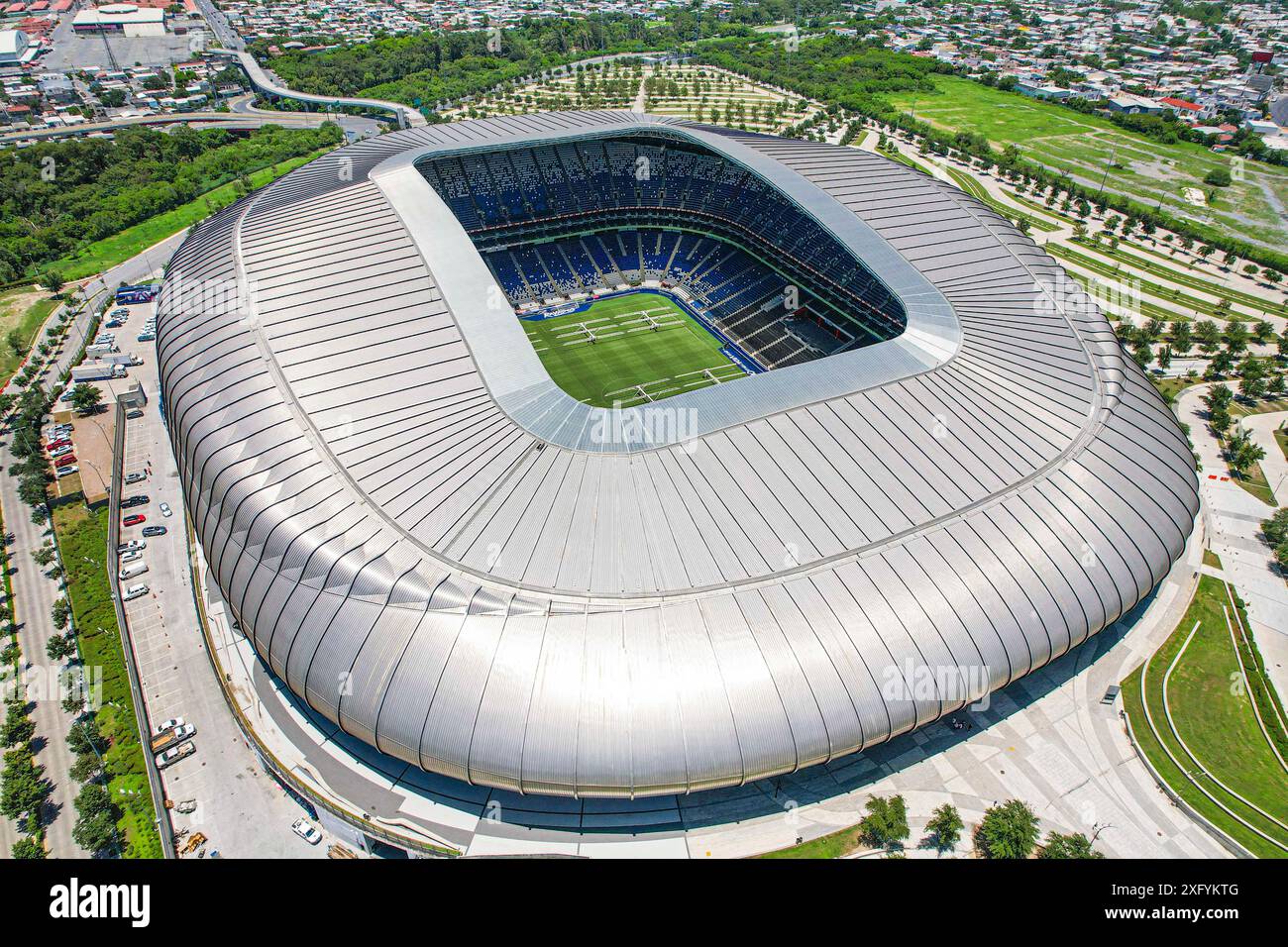 Aerial view of BBVA stadium, home of the Monterrey Soccer Club ...