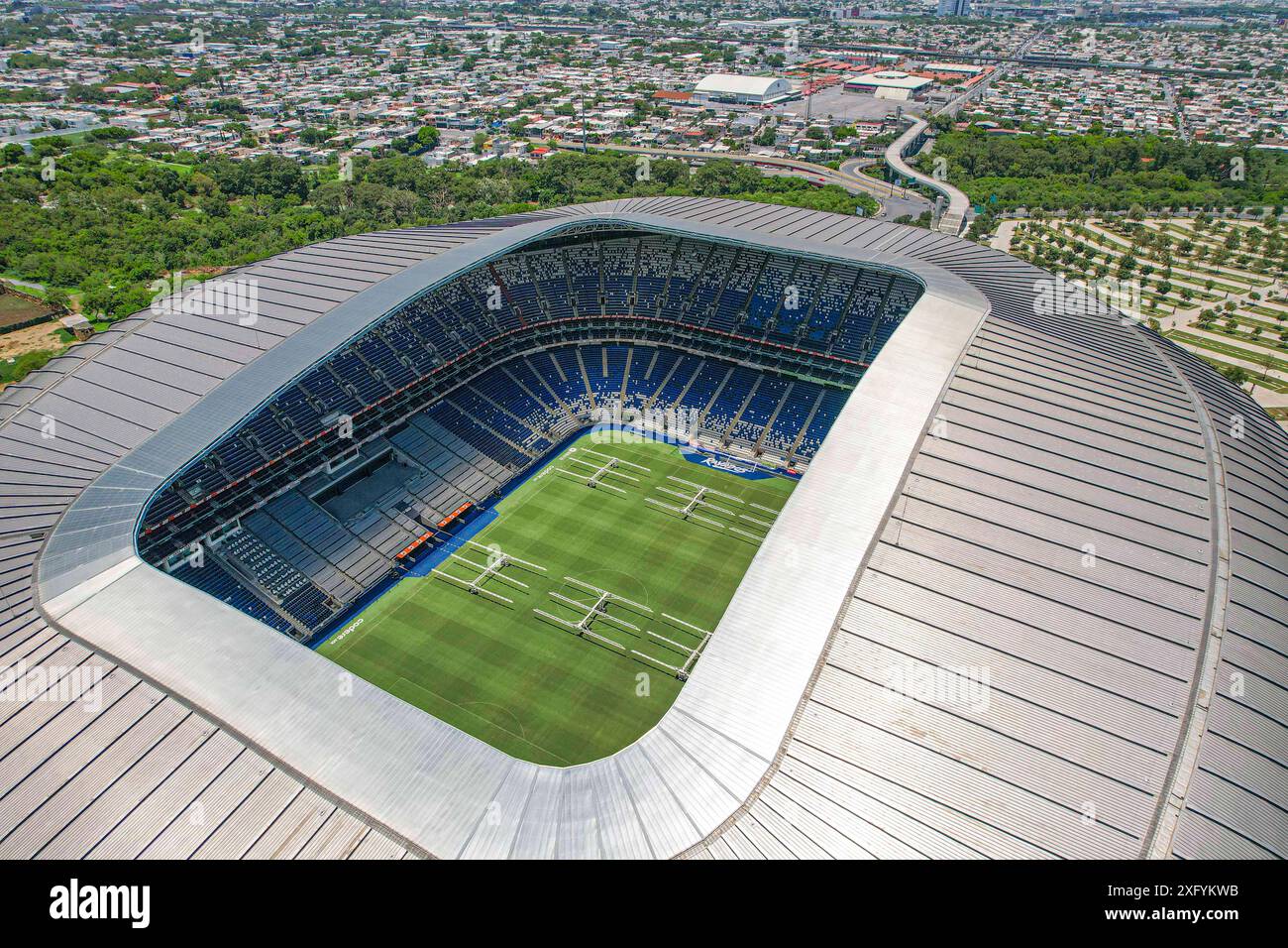 Aerial view of BBVA stadium, home of the Monterrey Soccer Club ...