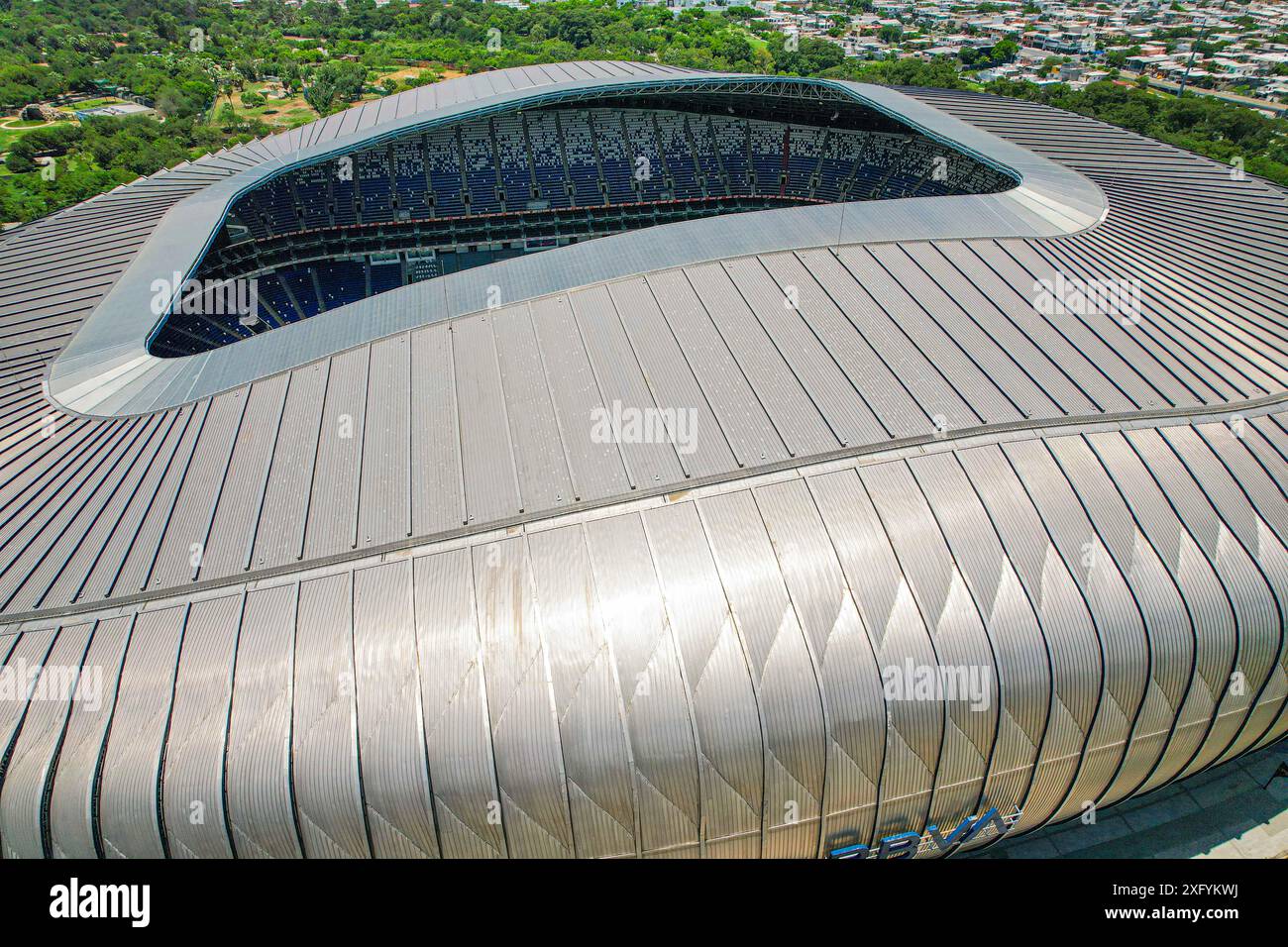 Aerial view of BBVA stadium, home of the Monterrey Soccer Club ...