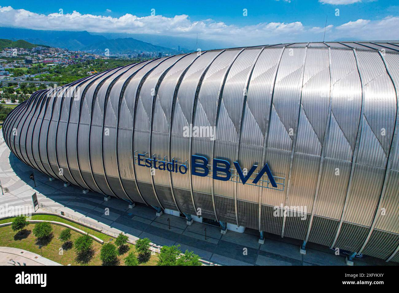 Aerial view of BBVA stadium, home of the Monterrey Soccer Club ...