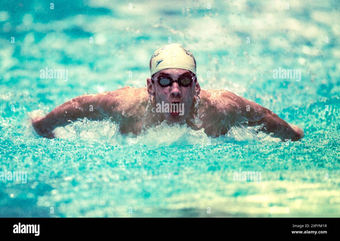 Michael Phelps, 15 years old, at the 2000 USA Spring Nationals Stock ...
