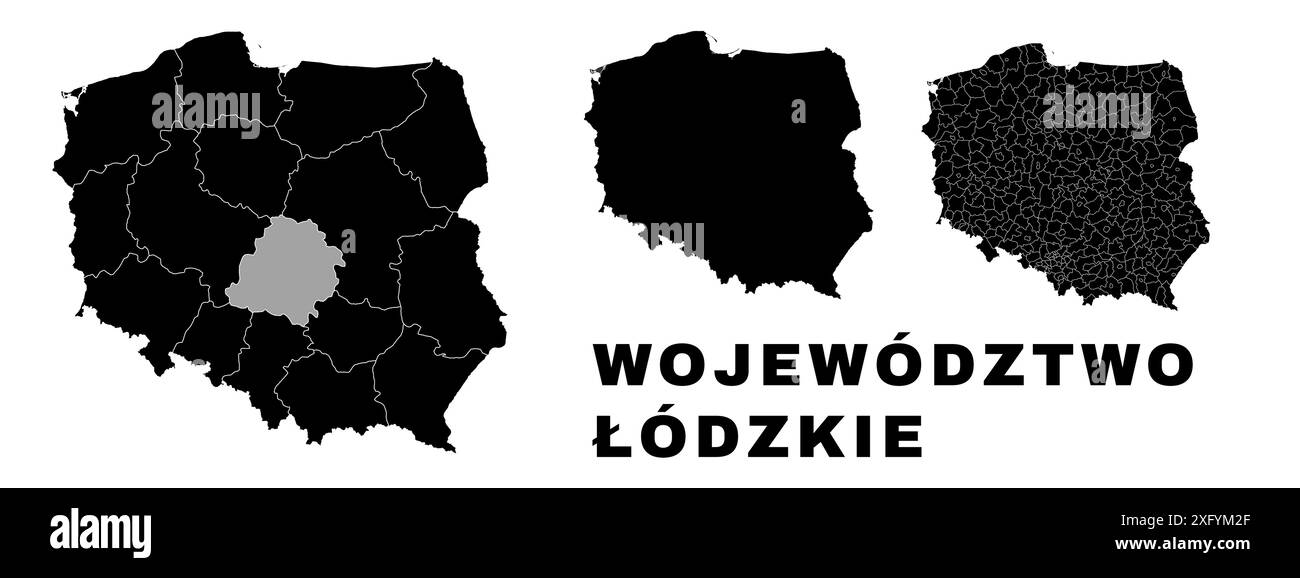 Lodz map, Polish voivodeship. Poland administrative division, provinces ...
