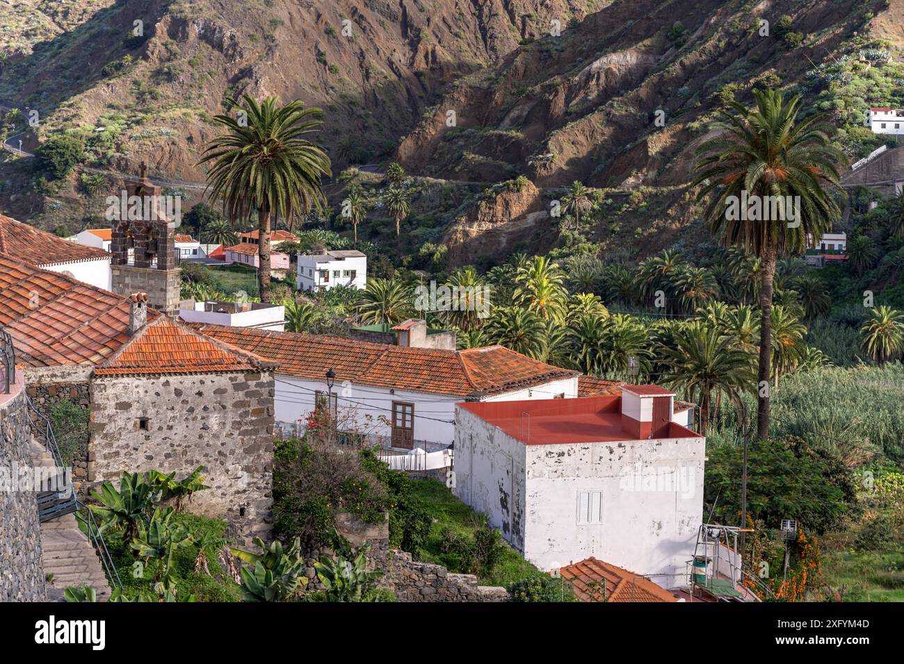 The church Iglesia de Santo Domingo de Guzman in the valley of Hermigua ...